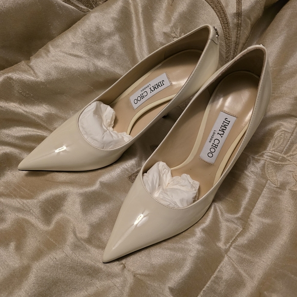 Jimmy Choo | Shoes | Jimmy Choo Cream Patent Leather Pumps | Poshmark